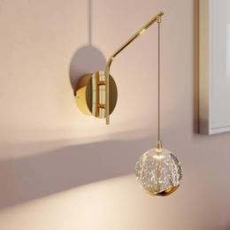 LUCANDE LED-Wandlampe Hayley, goldfarben, Glas, 34 cm hoch
