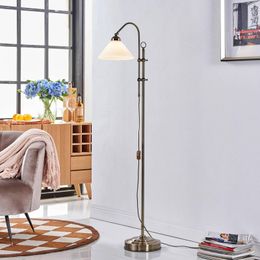 LINDBY Stehleuchte Otis, altmessing, Glas, 170 cm, E27