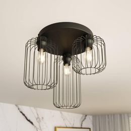 EMIBIG LIGHTING Deckenlampe Barn, 3-flammig, Ø 30 cm, schwarz, Metall, E27