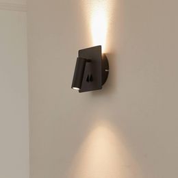 LUCANDE LED-Wandleuchte Magya, schwarz, 14x14cm, verstellbar