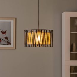TK Lighting Hängeleuchte Harmony, schwarz, Jute natur, Ø 40 cm