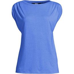 LANDS' END Shirt aus Leinenmix mit U-Boot-Ausschnitt, Damen,  Blau, Leinen/Viskose, by Lands' End