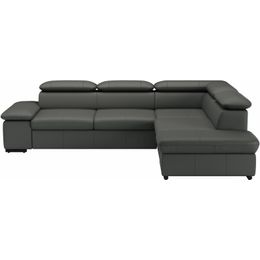 Sit & More Ecksofa SIT & MORE "Alcudia L-Form", grau (anthrazit), B:272cm H:73cm T:226cm, NaturLEDER;Spannstoff, Sofas, Ecksofa, mit Armteilverstellung, optional Kopfteilverstellung und Bettfunktion, Topseller
