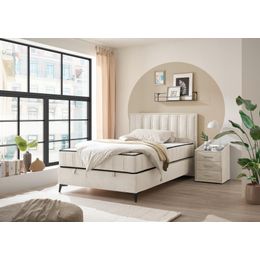 Boxbett ED EXCITING DESIGN "Monroe inkl. Bettkasten, erh&auml;ltlich in den Breiten 120cm & 140cm", beige (creme), B:143cm L:210cm, 100% Polyester, Komplettbetten, Duo-Matratze - feste Seite mit Kokosmatte