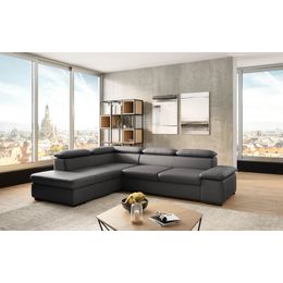 Sit & More Ecksofa SIT & MORE "Alcudia L-Form", braun (mocca), B:272cm H:73cm T:226cm, NaturLEDER;Spannstoff, Sofas, Ecksofa, mit Armteilverstellung, optional Kopfteilverstellung und Bettfunktion