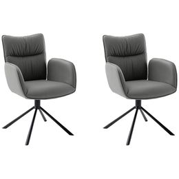 4-Fußstuhl MCA furniture "MARIN Esszimmerstuhl (2er Set) - Stuhl", grau (anthrazit, schwarz), B:61cm H:91cm T:66cm, Polyester, Stühle, 360 drehbar, Metall schwarz, beweglichen Rücken, belastbar 120 kg