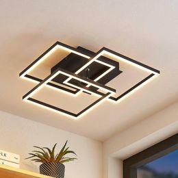 LINDBY LED-Deckenlampe Quiana, CCT, eckig, schwarz, 42cm