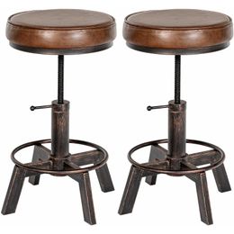 CLP 2er Set Sitzhocker Destin mit Kunstlederbezug I Hocker im Industrial Design I gepolstert und h&ouml;henverstellbar