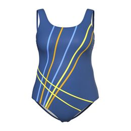 Ulla Popken Badeanzug Damen Größe 7XL royalblau / himmelblau / dunkelgelb / orange