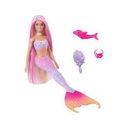 Mattel Barbie Malibu Meerjungfrau-Puppe mit Farbwechseleffekt, Delfin und Accessoires