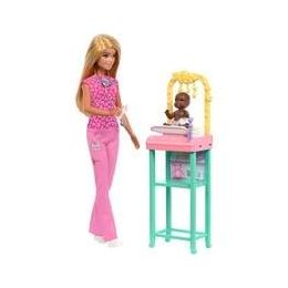 Mattel Barbie Kinder&auml;rztin-Puppe mit Baby-Patientenpuppe, M&ouml;beln und Zubeh&ouml;r