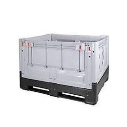Palettenbox Big Box 670 l, B 1200 x T 1000 x H 800 mm, geschlossen, klappbar, silbergrau, 3 Kufen