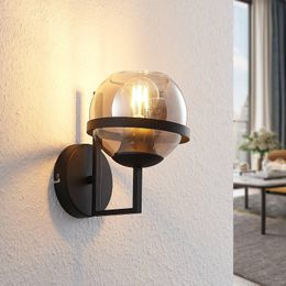 LINDBY Wandleuchte Marinka, Höhe 20 cm, schwarz, Rauchglas