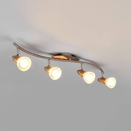 LINDBY Deckenleuchte Marena, 4-flg., Glas, Holz, 83 cm lang