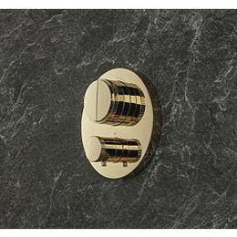 Herzbach Living PUSH round Fertigmontageset 30.803050.1.03 Unterputz-Thermostat für 2 Verbraucher, PVD gold