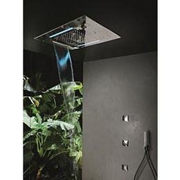 Herzbach Living Spa Farblicht-Regenbrause 11.663480.2.01 Edelstahl poliert, 630x480mm, Regen/Spin-Jet/Schwall