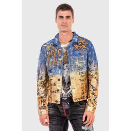 Cipo & Baxx CIPO & BAXX Herren Jeansjacke "Jacke"blaugold, Gr. XL, bedruckt, 98% Baumwolle, 2% Elasthan, Jacken, mit coolem Allover-Motiv