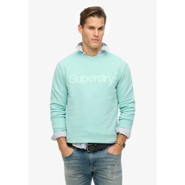 Sweatshirt Superdry "CORE LOGO CITY CREW", Herren, Gr. 3XL, grün (grau grün), angeraute Sweatware, Obermaterial: 100% Seide, bedruckt, relaxed fit, Rundhals, Rippbündchen, Sweatshirts