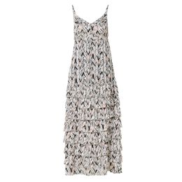 Koroshi Kleid Damen Gr&ouml;&szlig;e 44 braun / hellgrau / schwarz / wei&szlig; Sommerkleid
