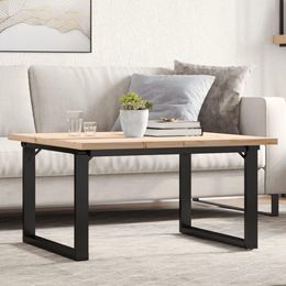 vidaXL Couchtisch O-Gestell 80x80x45,5cm Massivholz Kiefer & Stahl