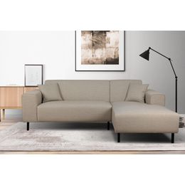 Ecksofa Home Affaire "ARROS L-Form mit Wellenunterfederung, Ma&szlig;e B/T/H: 235/163/81 cm", grau (taupe), B:235cm H:81cm T:163cm, 100% Polyester, Sofas, Ecksofa, incl. Zierkissen, mit Recamiere rechts/links bestellbar, auch in Cord