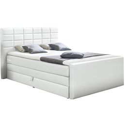 Boxspringbett Inosign "Lethbridge", weiß, B:160cm L:210cm, Kunstleder, Kunststoff, Massivholz, Komplettbetten, Boxspringbett, inkl. Bettkasten und Topper, zwei Matratzenarten in H2