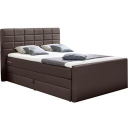 Boxspringbett Inosign "Lethbridge", braun (mokka), B:160cm L:210cm, Kunstleder, Kunststoff, Massivholz, Komplettbetten, Boxspringbett, inkl. Bettkasten und Topper, zwei Matratzenarten in H2