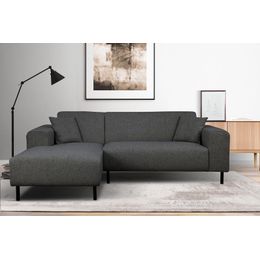 Ecksofa Home Affaire "ARROS L-Form mit Wellenunterfederung, Ma&szlig;e B/T/H: 235/163/81 cm", grau (dunkelgrau), B:235cm H:81cm T:163cm, 100% Polyester, Sofas, Ecksofa, incl. Zierkissen, mit Recamiere rechts/links bestellbar, auch in Cord