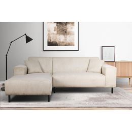 Ecksofa Home Affaire "ARROS L-Form mit Wellenunterfederung, Ma&szlig;e B/T/H: 235/163/81 cm", beige (creme), B:235cm H:81cm T:163cm, 100% Polyester, Sofas, Ecksofa, incl. Zierkissen, mit Recamiere rechts/links bestellbar, auch in Cord