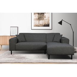 Ecksofa Home Affaire "ARROS L-Form mit Wellenunterfederung, Ma&szlig;e B/T/H: 235/163/81 cm", grau (dunkelgrau), B:235cm H:81cm T:163cm, 100% Polyester, Sofas, Ecksofa, incl. Zierkissen, mit Recamiere rechts/links bestellbar, auch in Cord