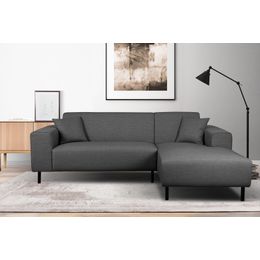 Ecksofa Home Affaire "ARROS L-Form mit Wellenunterfederung, Ma&szlig;e B/T/H: 235/163/81 cm", grau (anthrazit), B:235cm H:81cm T:163cm, 100% Polyester, Sofas, Ecksofa, incl. Zierkissen, mit Recamiere rechts/links bestellbar, auch in Cord