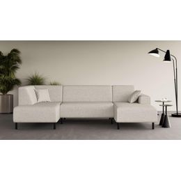Wohnlandschaft Home Affaire "ARROS U-Form mit Wellenunterfederung, Ma&szlig;e B/T/H: 300/163/81 cm", beige (creme), B:300cm H:81cm T:163cm, 100% Polyester, Sofas, Wohnlandschaft, incl. Zierkissen, mit Recamiere links/rechts bestellbar, auch in Cord