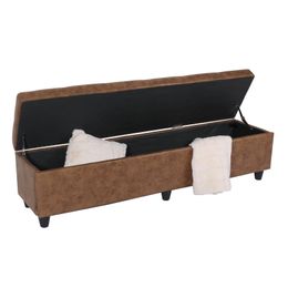 MCW Aufbewahrungs-Truhe Sitzbank Bank Kriens XXL, Stoff/Textil, 180x45x45cm ~ Wildlederimitat