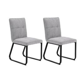 ByLiving Esszimmerstuhl TALEA, 2-er Set, Bezug hellgrau, Gestell Metall schwarz