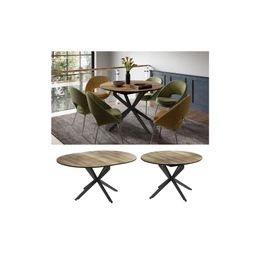VICCO Esstisch Loyd Eiche rustikal Schwarz 120 x 76,5 cm ausziehbar