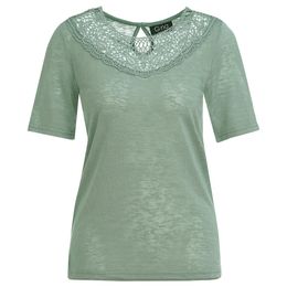 Gina Damen T-Shirt mit Spitzenausschnitt