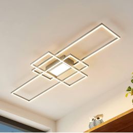 LINDBY LED-Deckenleuchte Caitlin, nickel, CCT, Fernbedienung