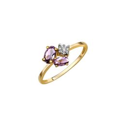 Diamonds by Ellen K. FASCINATION BY ELLEN K. Fingerring »Gold 375 mit echtem Amethyst + Zirkonia« gelb 052 (16,6) Edler Damen-Ring aus echtem 375 Gold