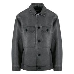 Urban Classics Synthetic Vintage Leather Shirt Jacket Kunstlederjacke schwarz in L TB7330 black