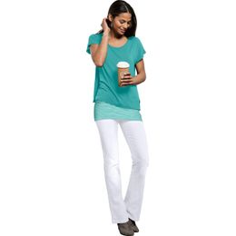 CR&Eacute;ATION L Damen 2-in-1-Shirt mit Ringel-Top mint Gr&ouml;&szlig;e 40