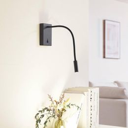 LUCANDE LED-Leseleuchte Hetti, schwarz, Metall, 14 cm hoch