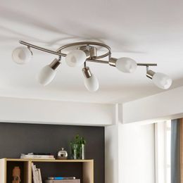 LINDBY Strahler Arda, 75 cm, 6-flammig, nickel, Glas, E14