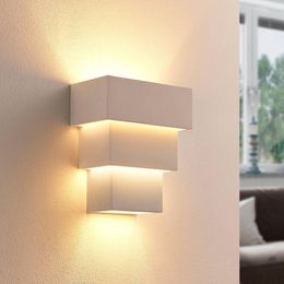 LINDBY Wandlampe Antonella, weiß Gips, G9, bemalbar, 21 cm