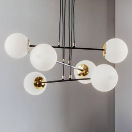 EMIBIG LIGHTING Hängeleuchte Ognis 6, sechsflammig, schwarz/gold