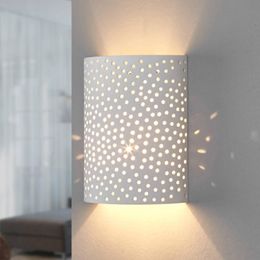 LINDBY Wandleuchte Jiru, Höhe 23 cm, weiß, halbrund, Gips