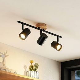 LINDBY Deckenleuchte Xiomara, 3-flammig, 68 cm lang, Holz