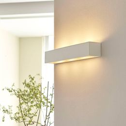 LINDBY Wandlampe Tjada, 51 cm, weiß, Gips, G9, bemalbar