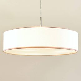 LINDBY Hängeleuchte Sebatin, Ø 50 cm, weiß, Stoff, E27