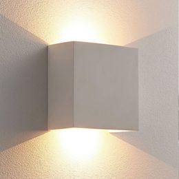 LINDBY LED-Wandleuchte Anneke, weiß, Gips, 13 cm, up/down