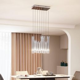 LUCANDE LED-Deckenleuchte Korvitha, 8-flammig, grau, Glas